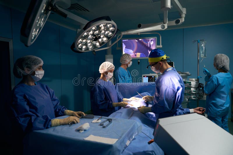 Surgeon Operates on a Patient in a Modern Operating Room Stock Photo ...