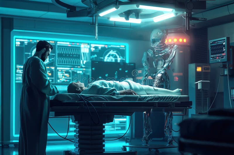 Surgeon Operating Patient in High Tech Hospital Using Programmable ...