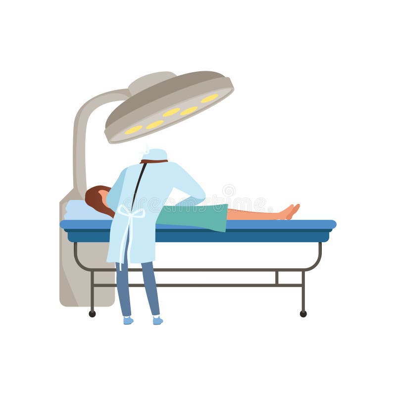 Surgeon with Patient on a Table, Operating Doctor Vector Illustration ...