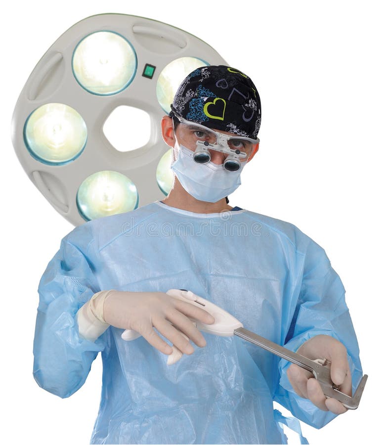 The Surgeon Performs a Surgical Operation Using a Special Instrument ...