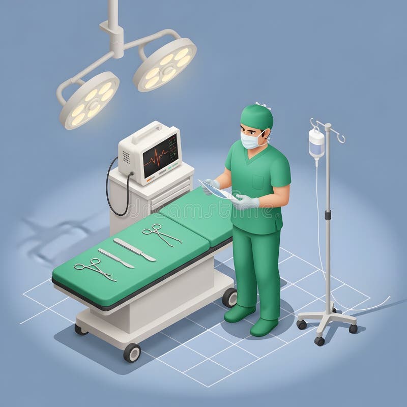 Surgeon Preparing for Operation in Sterile Operating Room Stock ...