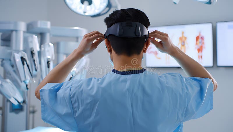 Surgeon Preparing for Robotic Surgery Using Ar Headset Stock ...