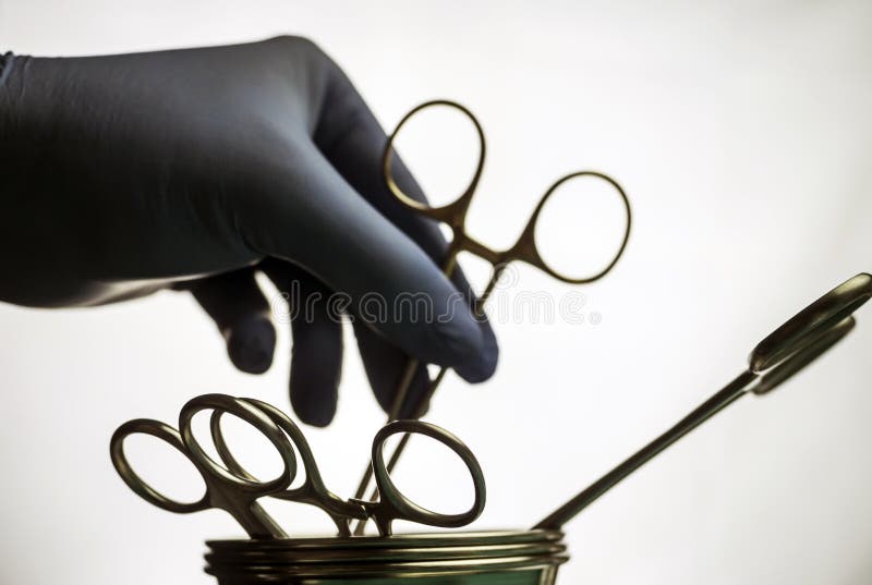 Surgeon Take Scissors of Suture To Operate in Operating Room, Co Stock ...