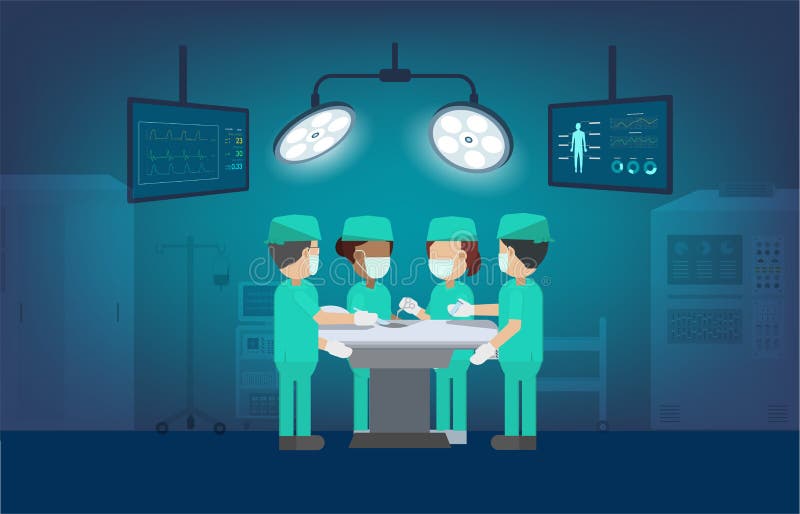 Surgeon Team in Surgery Room Stock Illustration - Illustration of ...