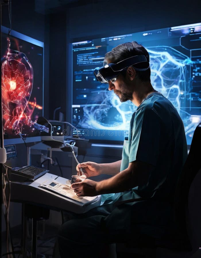 Surgeon Using Augmented Reality in Modern Operating Room Stock Image ...