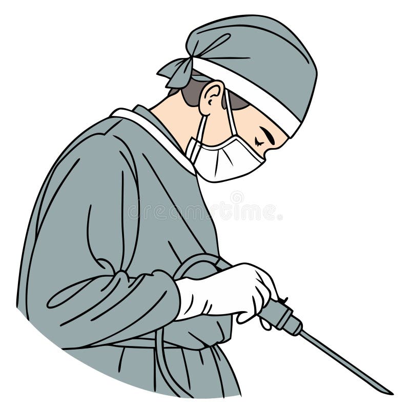 A Surgeon Using a Laparoscope and Medical Tools during a Minimally ...