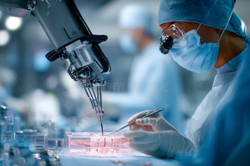 Surgeon Using Robotic Arm for Precision Work in Modern Operating Room ...