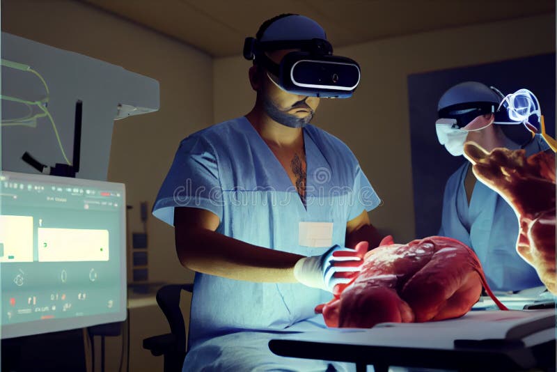 Doctor Using Virtual Reality Goggles and Moving Hands in Medical ...