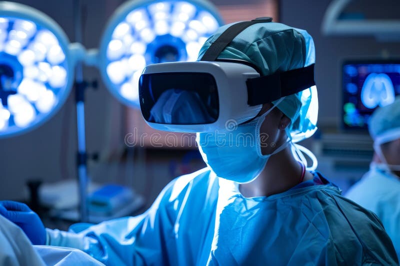 A Surgeon Wearing a Virtual Reality Headset Performs Surgery in an ...