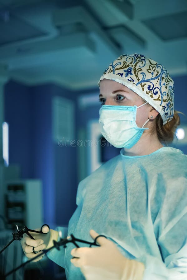 Surgeon Woman Doing Laparoscopic Operation Stock Photo - Image of ...
