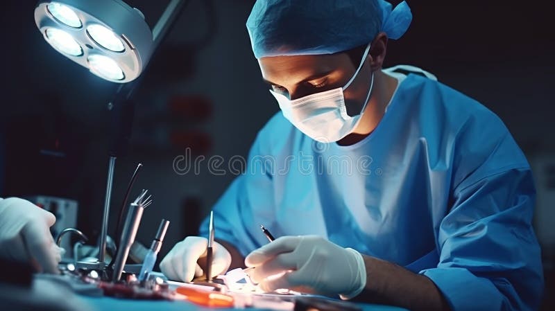 Surgeon at Work in Operating Room. Preparation for the Beginning of ...