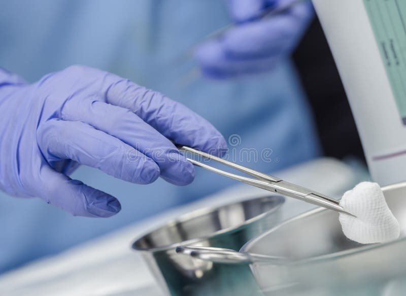 Surgeon Working in Operating Room, Hands with Gloves Holding Scissors ...