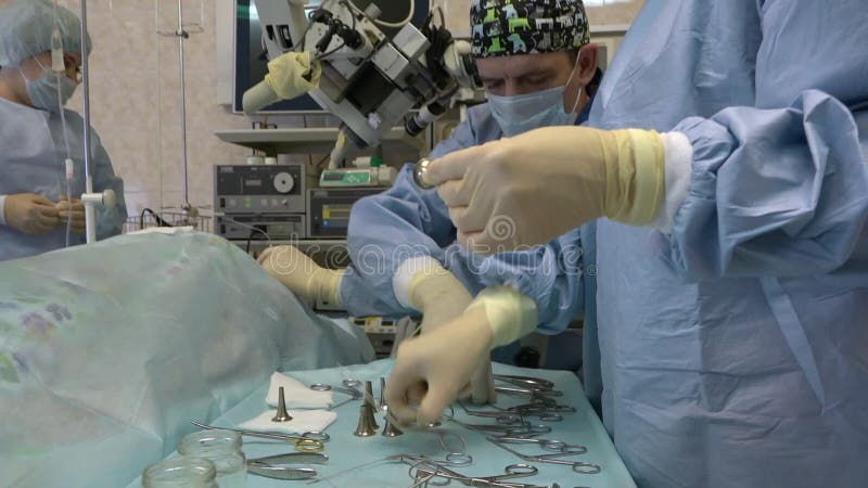 Surgeons in the Operating Room Perform Microscopic Surgery on ENT ...