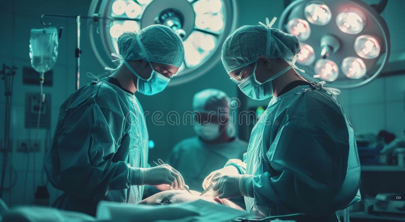 Surgeons Performing a Complex Surgery in a Modern Operating Room Stock ...