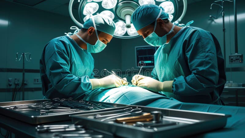 Surgeons Performing Operation in Modern Operating Room Stock Photo ...