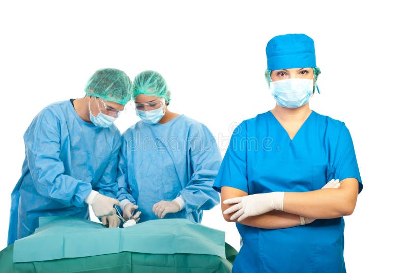 Female Surgeon with Surgical Team Stock Photo - Image of medical ...
