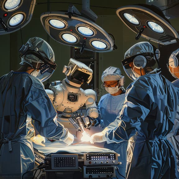 Surgeons Using a Robot in Operating Room To Perform Surgery, with ...