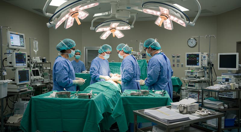 Surgery in Action Team of Medical Professionals Performing a Delicate ...