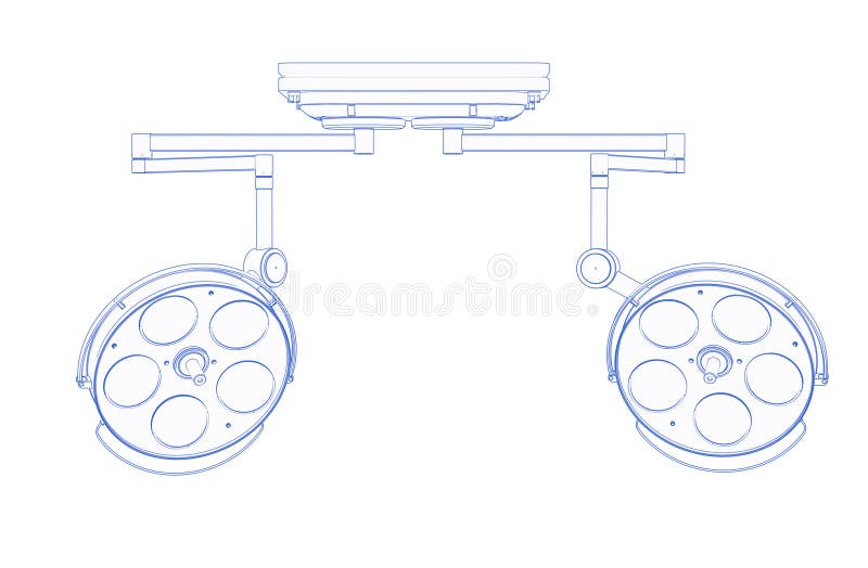 Surgery Lights or Medical Lamps Outline or Draft Stock Illustration ...
