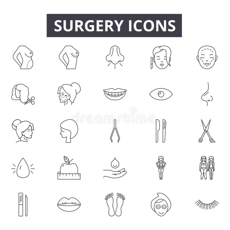 Plastic Surgery Black Icon, Vector Sign on Isolated Background. Plastic ...