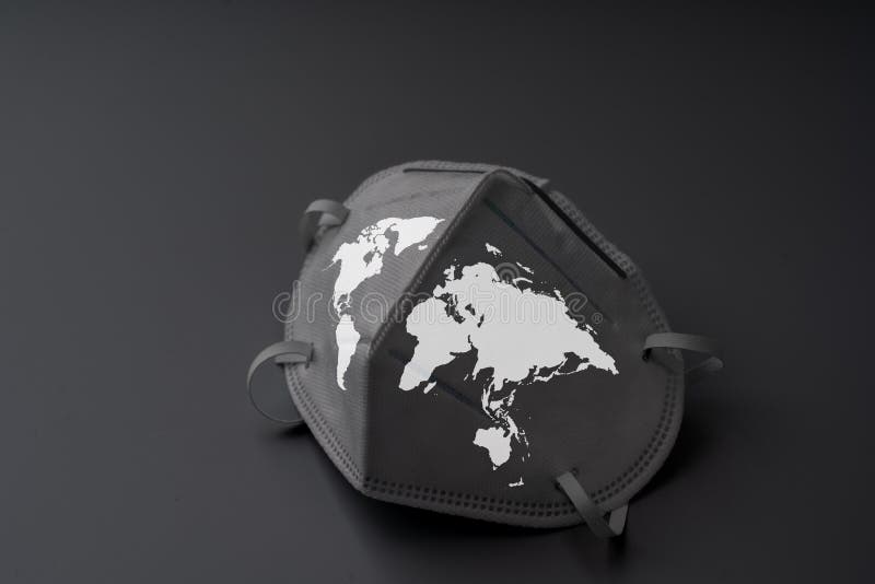 The Surgery Mask with World Map Icon for Epidemic Concept & COVID 19 ...