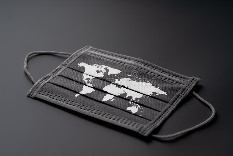 The Surgery Mask with World Map Icon for Epidemic Concept & COVID 19 ...
