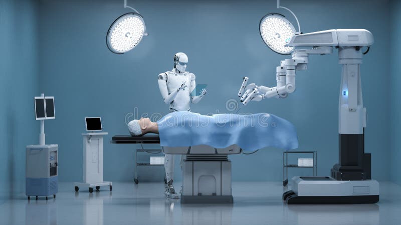 Surgery Robot In Operation Room Stock Illustration - Illustration of ...