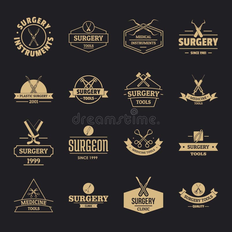 Surgery Tools Logo Icons Set, Simple Style Stock Vector - Illustration ...