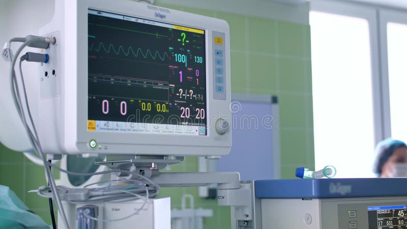 Surgical Anesthesia Machine in Operating Room Shows Indicators of Life ...