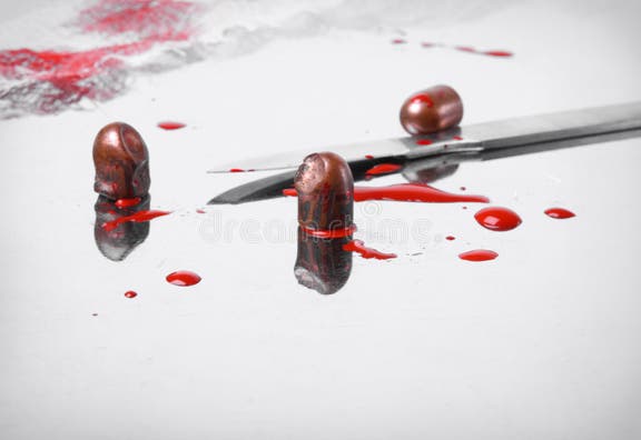 Surgical Concept with Bullets and Blood Stock Image - Image of handgun ...