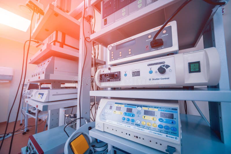 Surgical Equipment and Medical Devices in Operating Room. Stock Photo ...