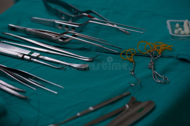 Surgical Instrumentation on the Table Stock Image - Image of silver ...