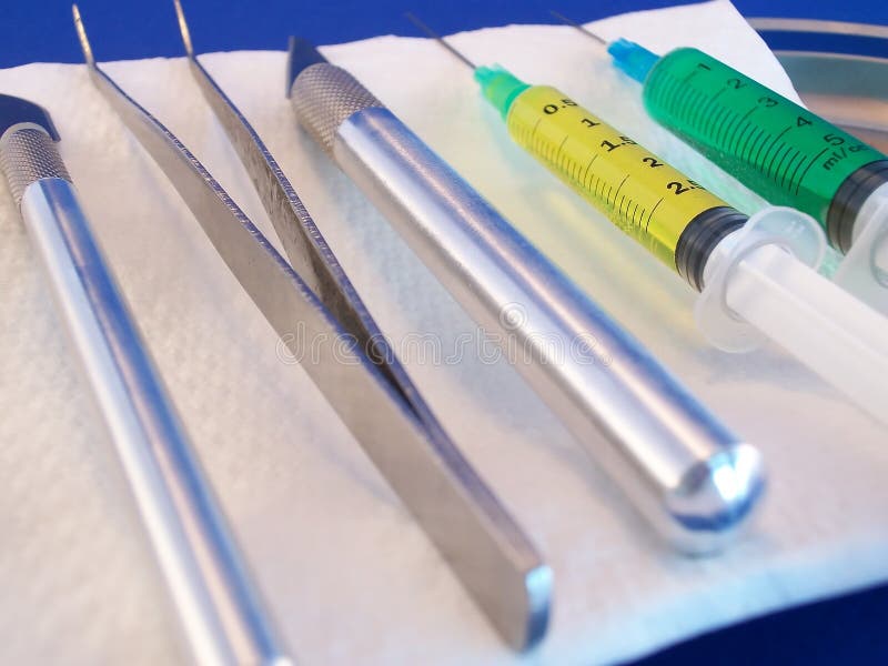 Surgical instruments stock photo. Image of tray, colored - 14079516