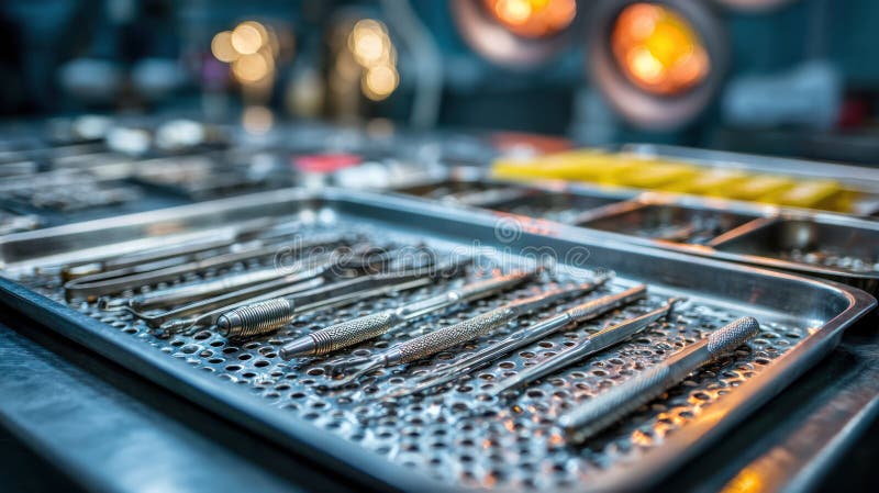 Surgical Instruments Arranged Precisely on Sterile Tray with Bright ...