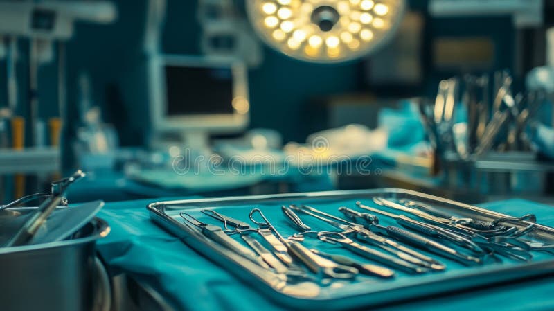 Surgical Instruments Arranged on a Tray in an Operating Room during a ...