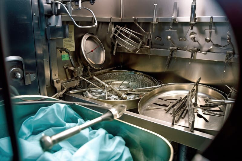 Surgical Instruments Being Sterilized in Autoclave, with Steam and Heat ...
