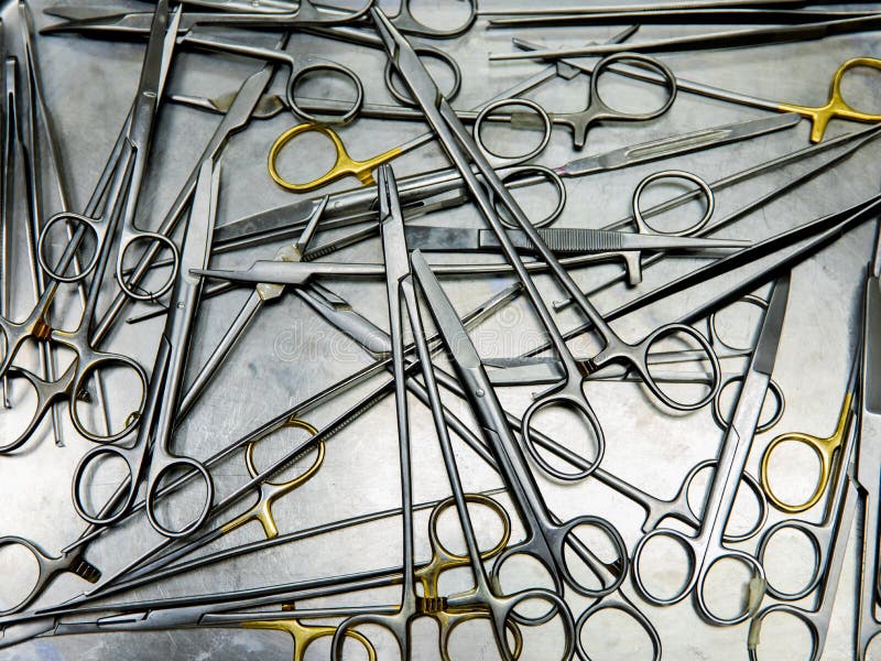 Surgical Instruments Black and White Close-up Stock Image - Image of ...