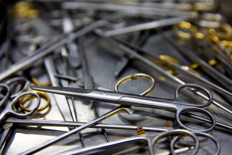Surgical Instruments Black and White Close-up Stock Photo - Image of ...