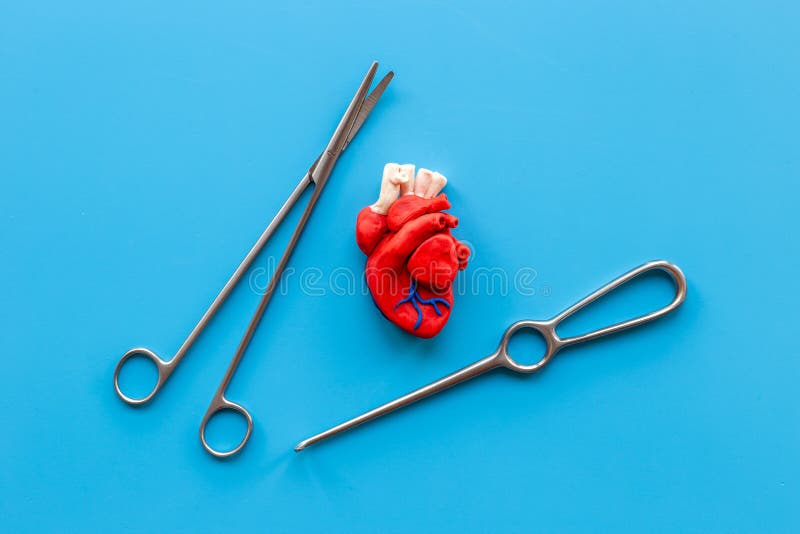 Surgical Instruments and Heart Model. Heart Surgery Concept Stock Image ...