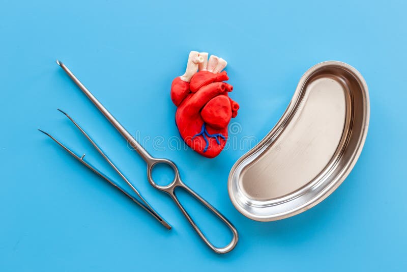 Surgical Instruments and Heart Model. Heart Surgery Concept Stock Image ...