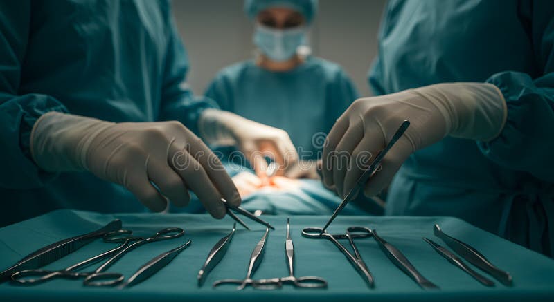 Surgical Instruments on Operating Table: Close-up View Stock ...