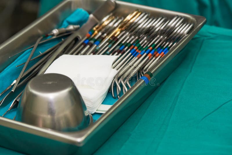 Set of Surgical Instruments on the Table Stock Image - Image of scalpel ...