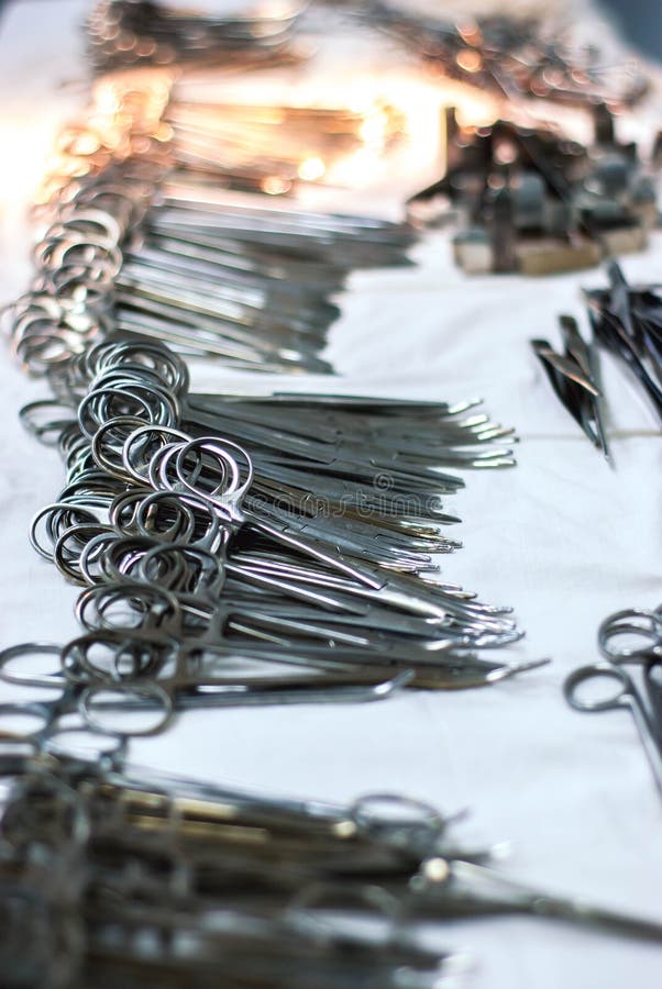 Surgical Instruments on a Sterile Table in the Operating Room ...