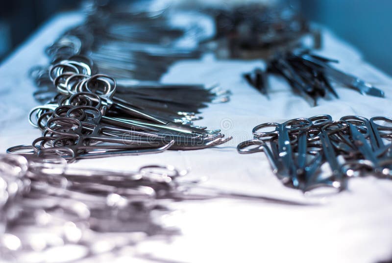 Surgical Instruments on a Sterile Table in the Operating Room ...