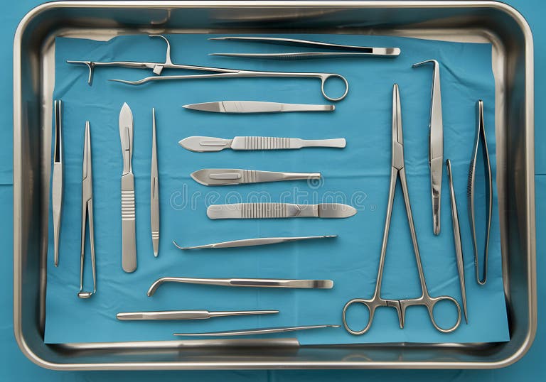 Surgical Instruments on Sterile Tray Stock Illustration - Illustration ...