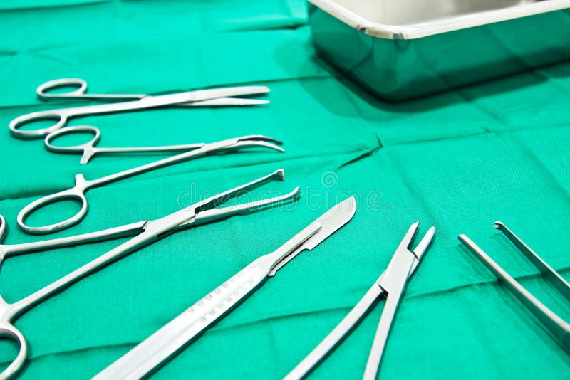 Surgical Instruments on the Table in Operating Room Stock Photo - Image ...