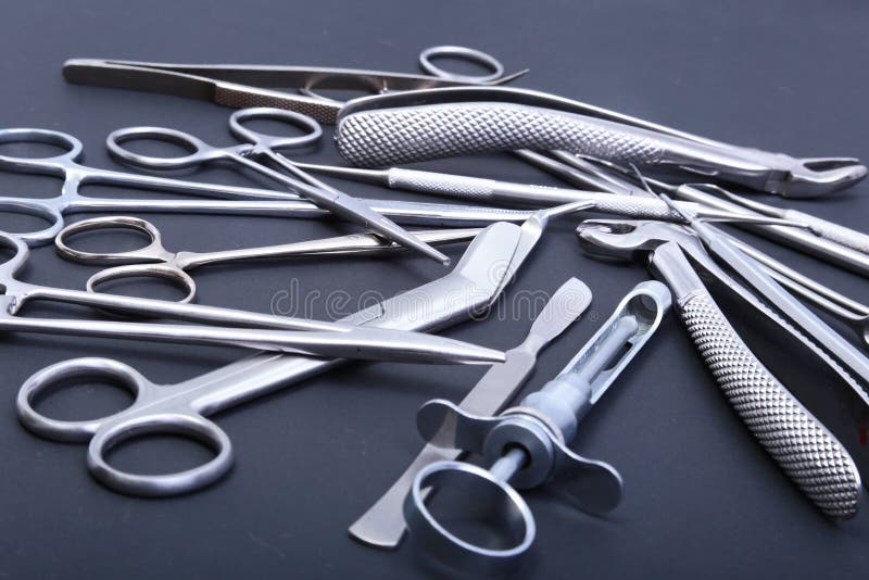 Surgical Instruments and Tools on Table for a Surgery Stock Image ...