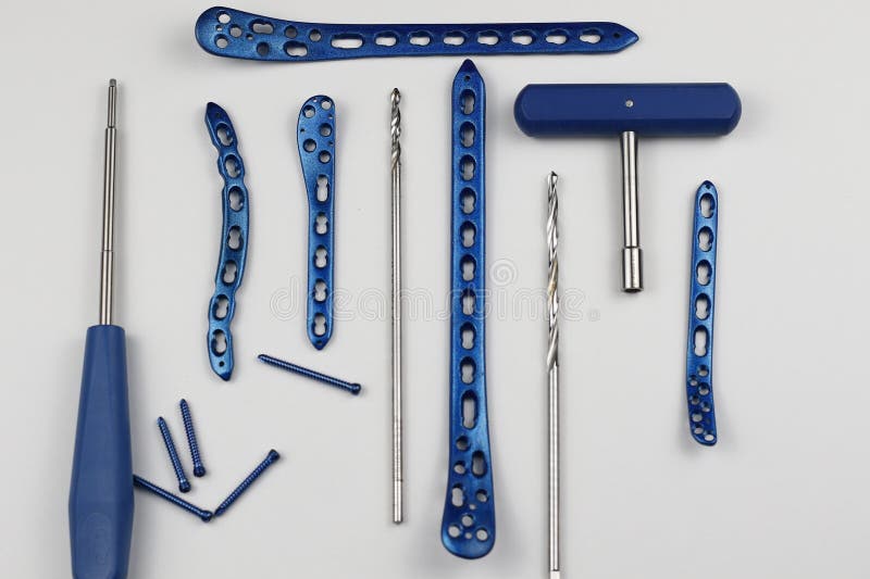 Surgical Instruments in Traumatology for Osteosynthesis of Bone Fracture Stock Photo - Image of ...