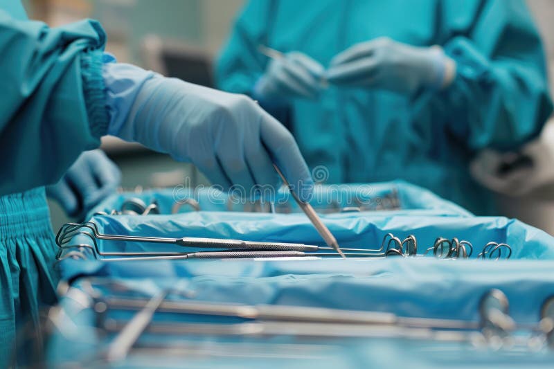 Surgical Instruments on Tray in Operation Room Stock Image - Image of ...