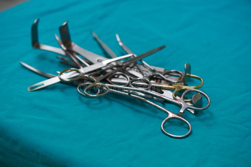 Surgical Instruments on the Operating Room Table Stock Image - Image of ...